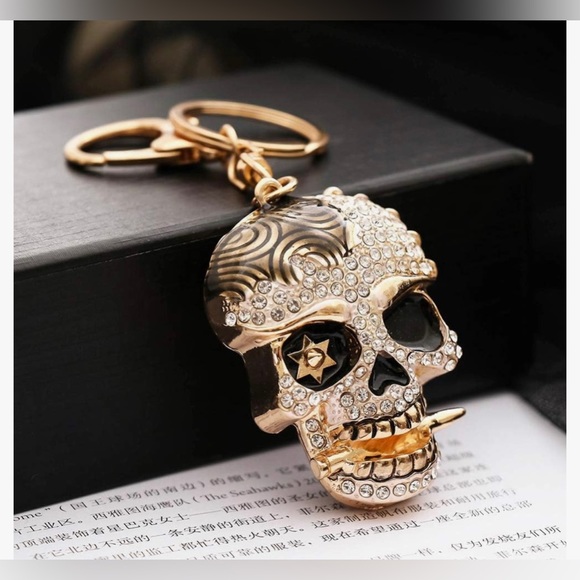 Disney | Accessories | Rhinestone Skull Shiny Skeleton Bone Pendant ...
